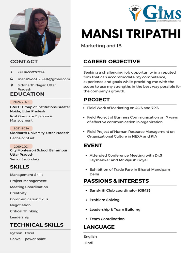 Mansi Tripathi CV Resume (2) - 5 | PDF