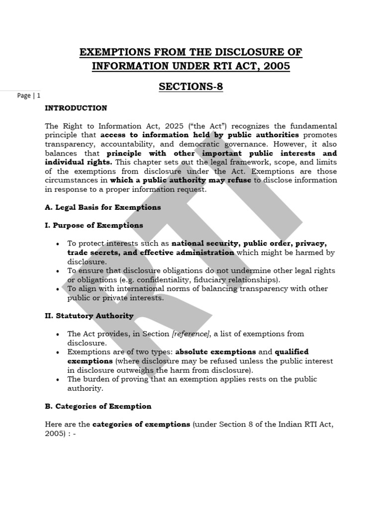 RTI Act Exemption Categories Explained | PDF | Discovery (Law ...