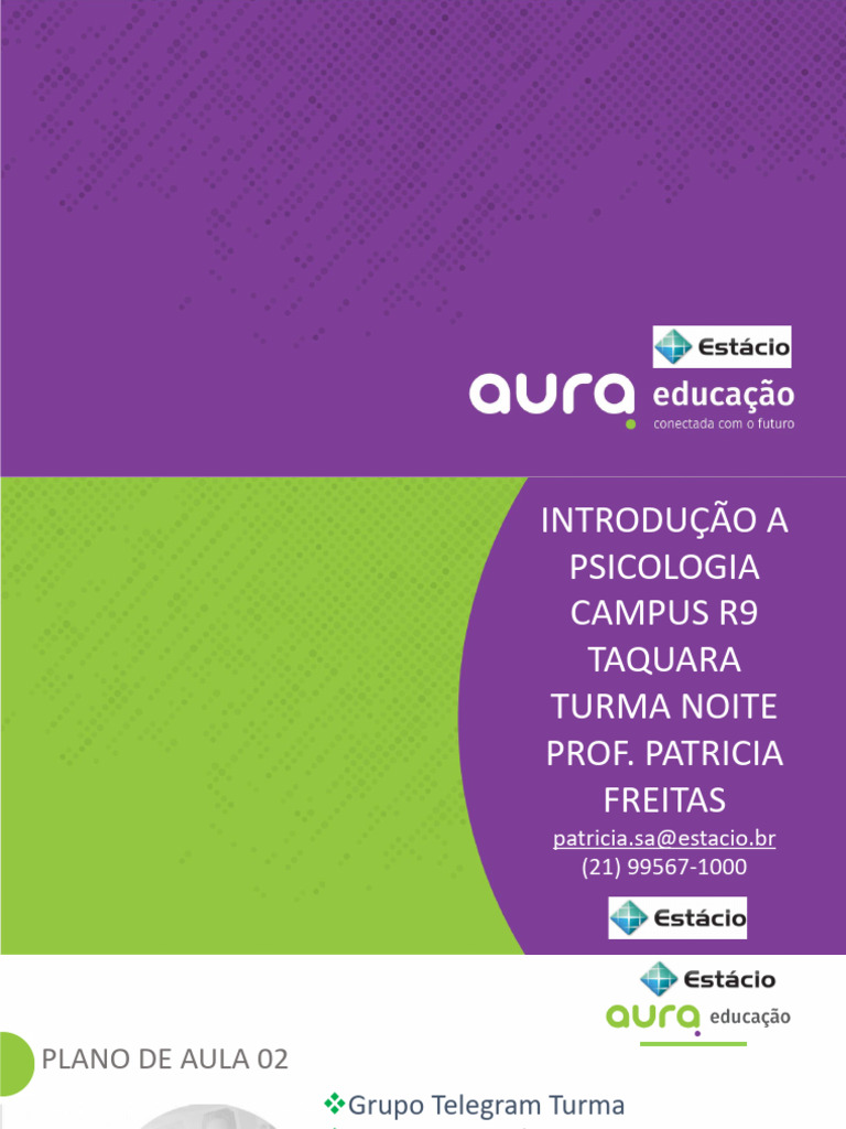 Aula 02 - Introdu o a Psicologia - R9 NOITE - Prof Patricia Freitas ...