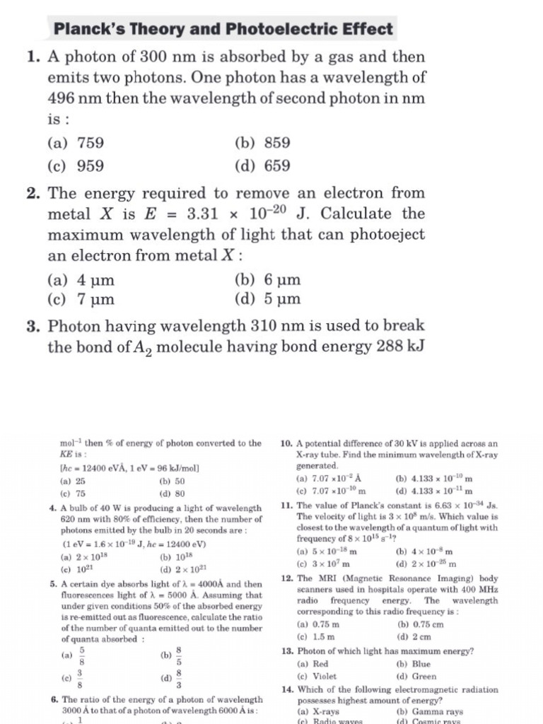 Plancks and Photoelectric Effect | PDF