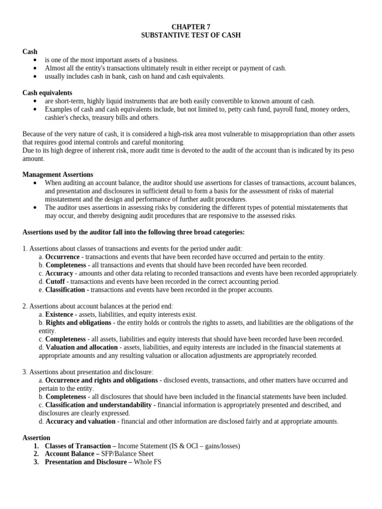 Substantive Cash Audit Procedures | PDF | Audit | Banks