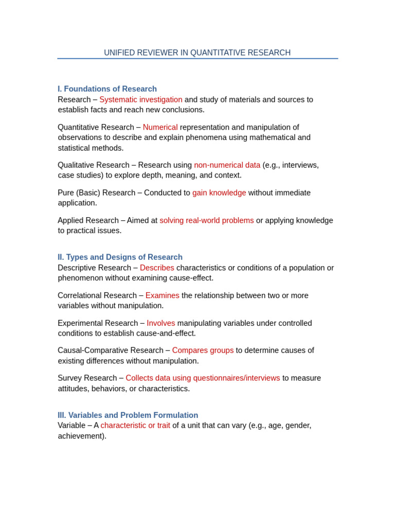 Unified Reviewer in Quantitative Reearch | PDF | Quantitative Research ...