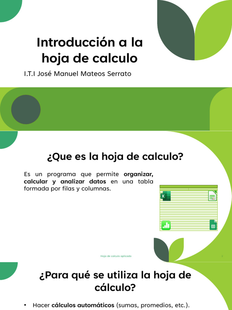 Introducción a Hojas de Cálculo | PDF | Hoja de cálculo | Software