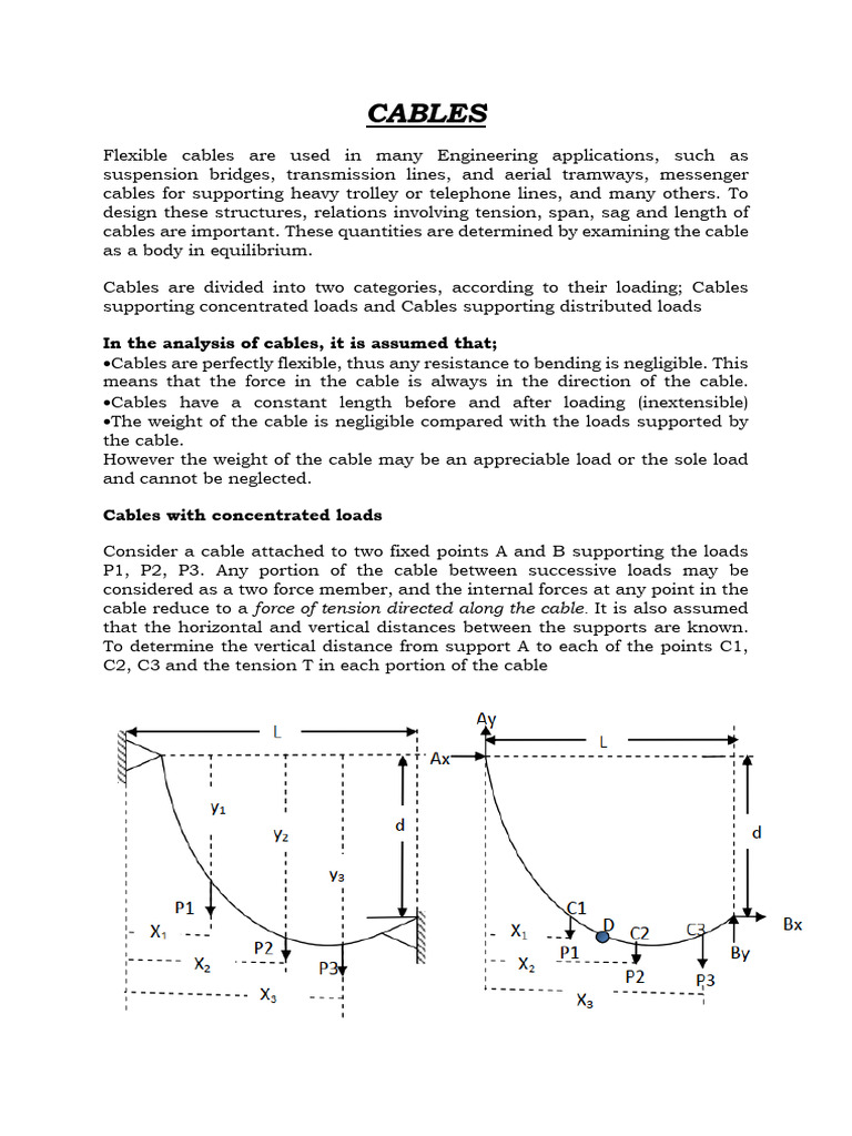 Cable Analysis in Engineering Applications | PDF | Slope | Force