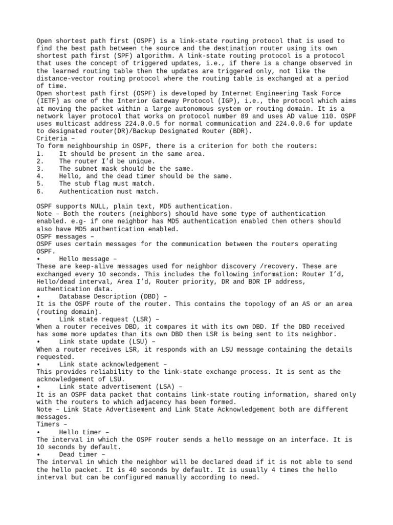 OSPF | PDF | Computer Network | Network Protocols
