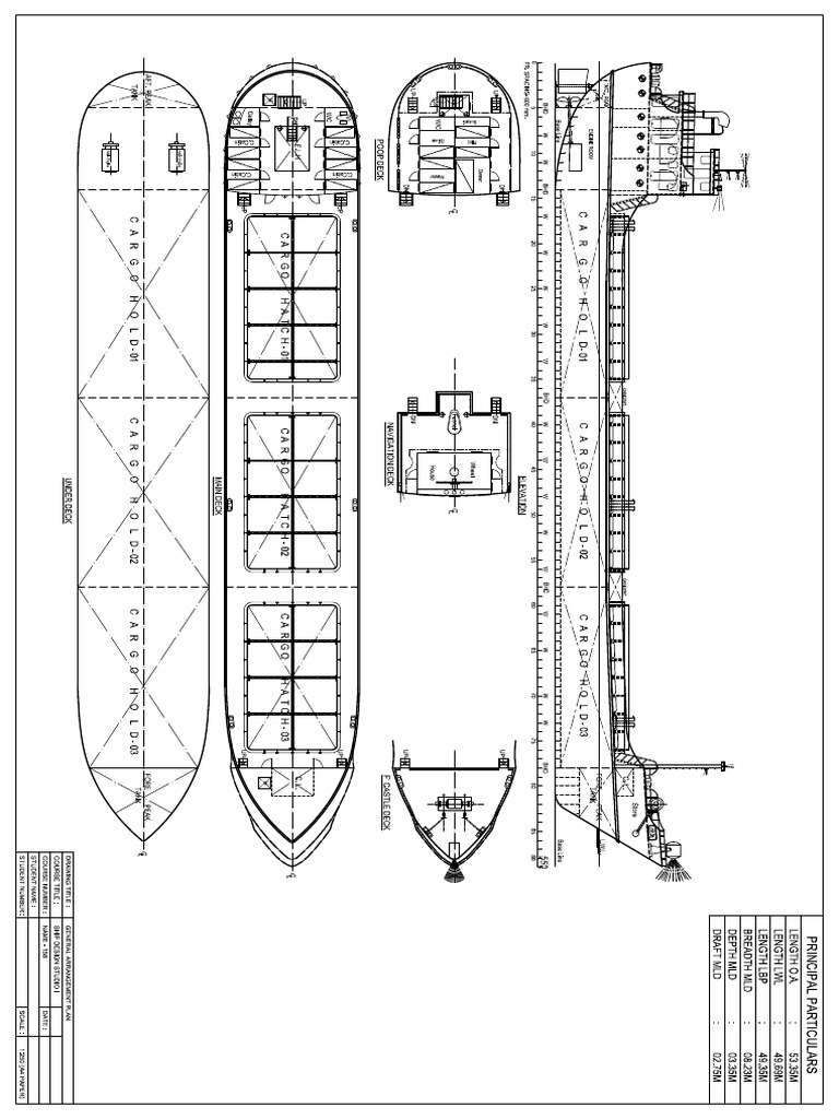 General Arrangement Plan - Cargo Vessel (A4) | PDF