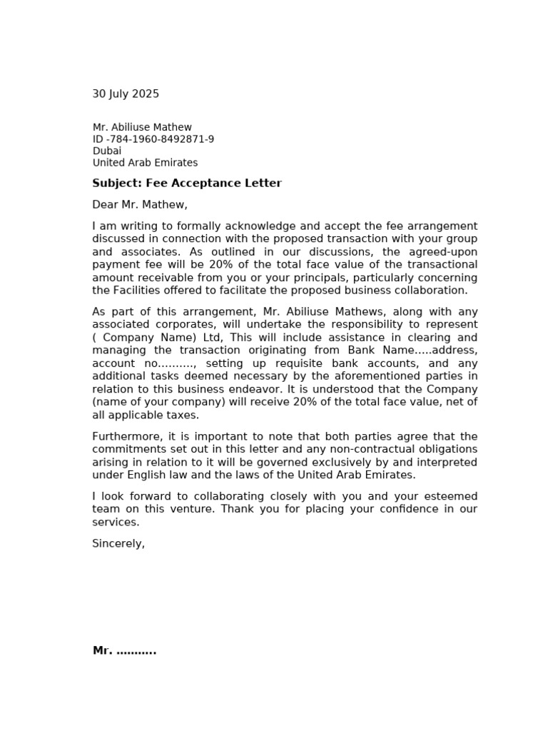 Fee Letter | PDF