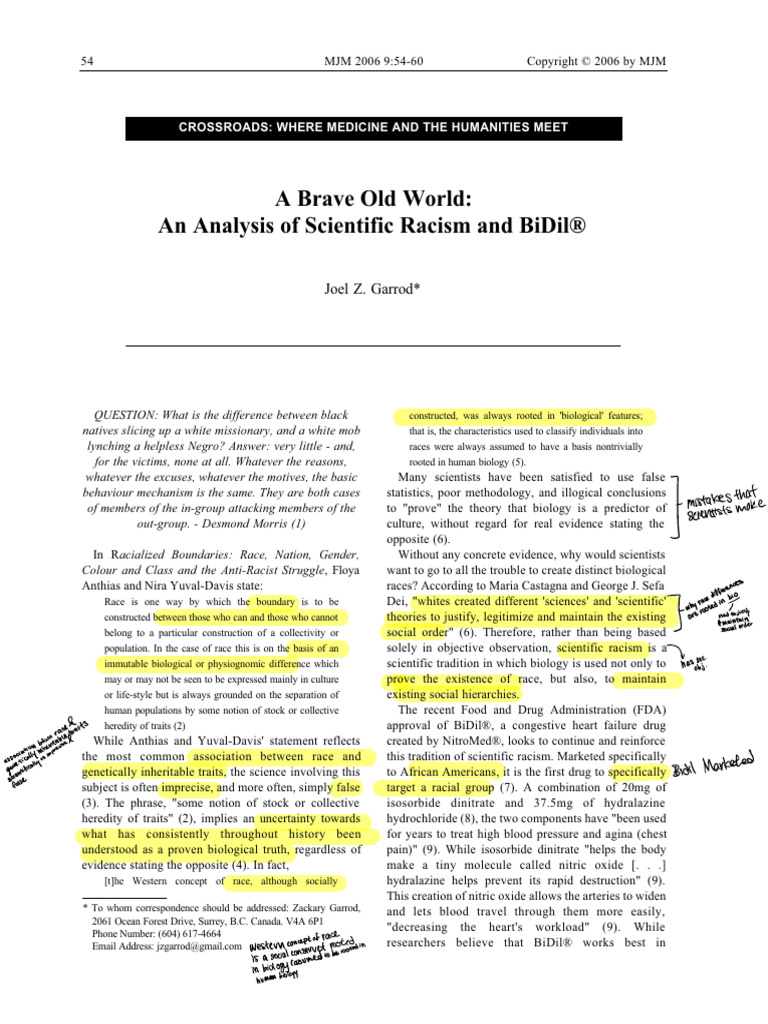 Scientific Racism and BiDil Analysis | PDF | Race (Human Categorization ...