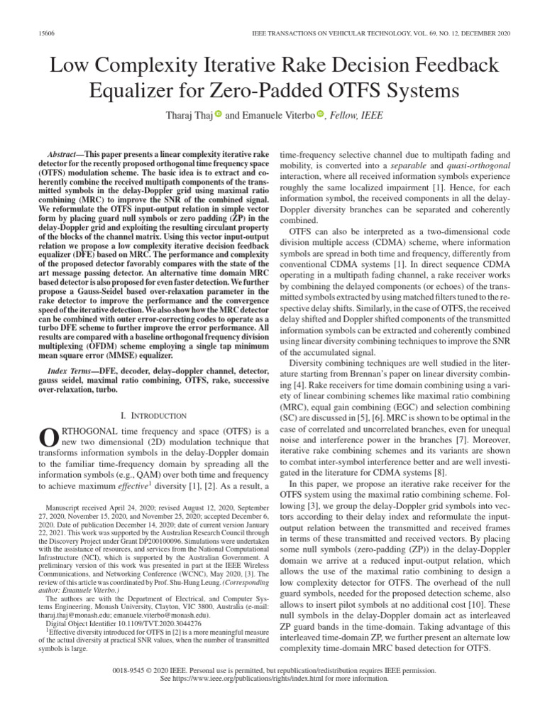 Low Complexity Iterative Rake Decision Feedback Equalizer For Zero ...