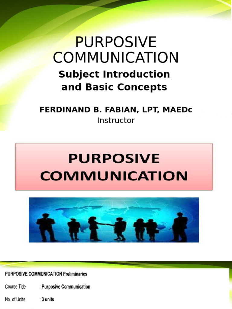 Introduction To Purposive Communication | PDF