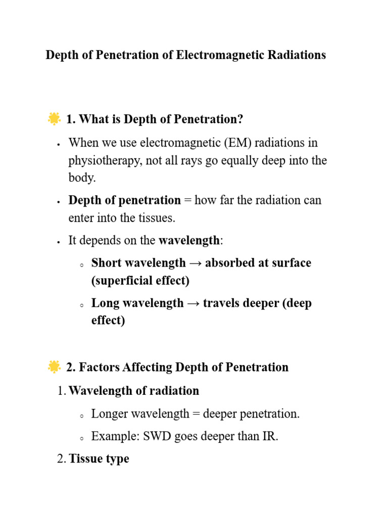 Depth of Penetration of Electromagnetic Radiations | PDF | Electromagnetic Radiation | Ultraviolet