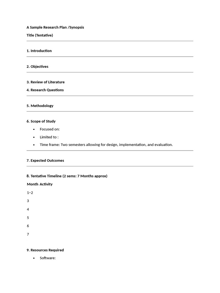 Research Plan Overview and Structure | PDF