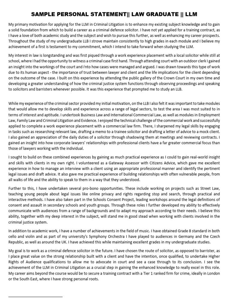 Sample Personal Statement | PDF | Solicitor | Barrister