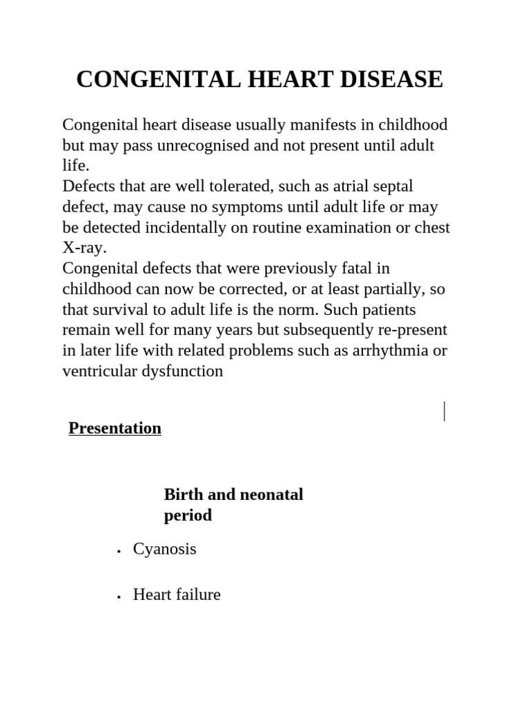 Understanding Congenital Heart Disease | PDF | Congenital Heart Defect ...