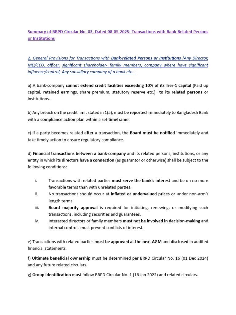 BRPD Circular 03: Bank Transactions Rules | PDF | Banks | Credit