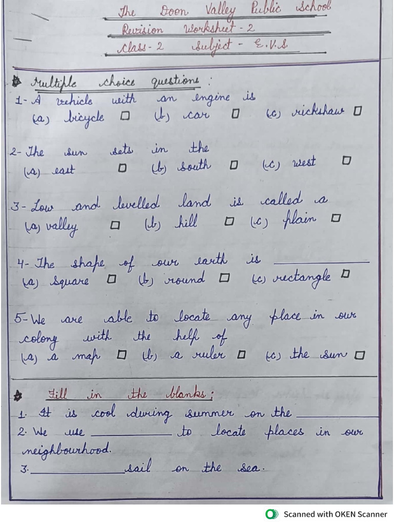 Class - 2 Evs Revision Worksheet - 2 - 23303 | PDF