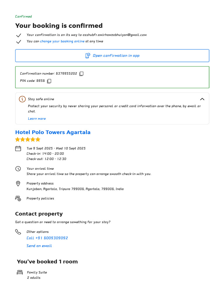 Booking Confirmation for Hotel Stay | PDF | Booking.Com | Credit Card