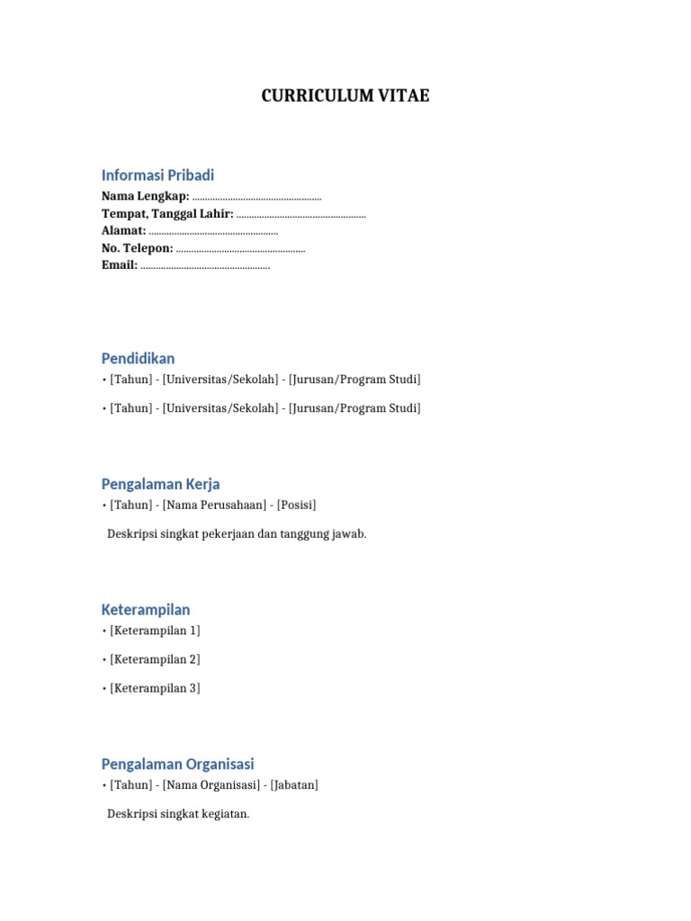 Template CV Formal | PDF