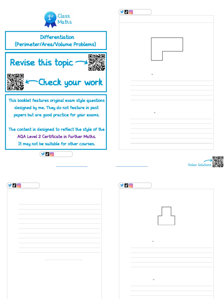 AQA Further Maths Differentiation Practice | PDF | Area | Volume