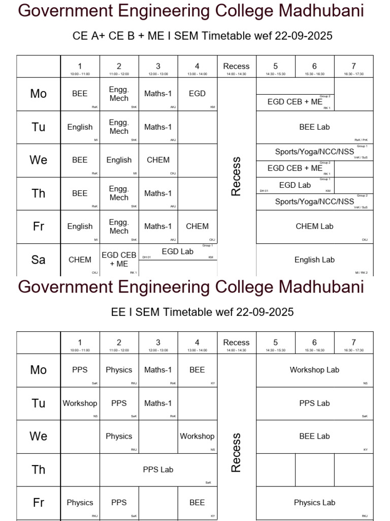 Revised Timetable Wef 22-09-2025.PDF | PDF