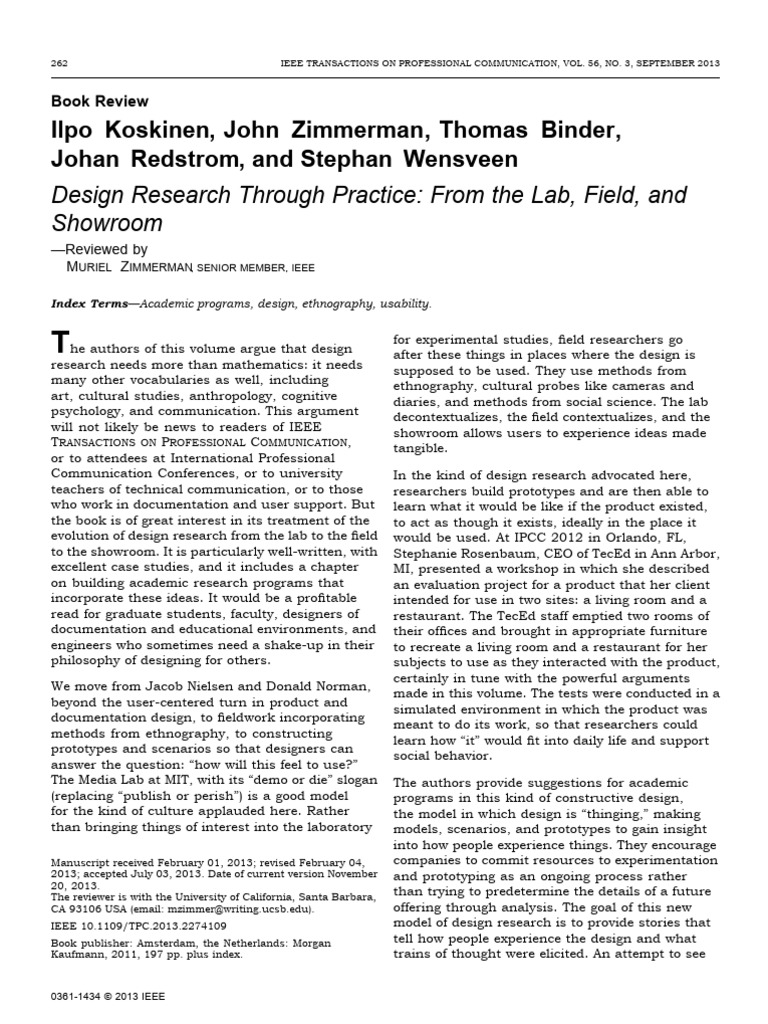 Design Research Through Practice From The Lab Field and Showroom | PDF ...