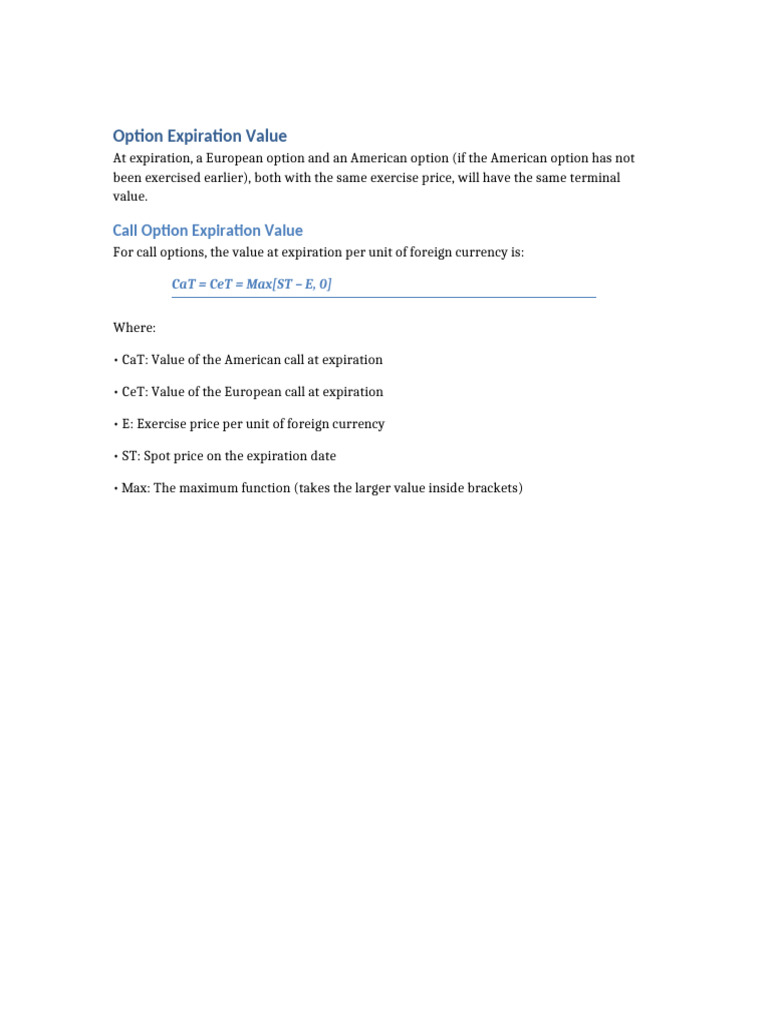 Option Expiration Value | PDF