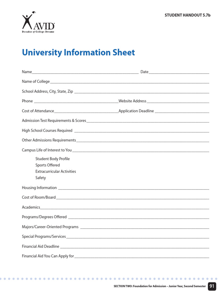 University+Information+Sheet | PDF