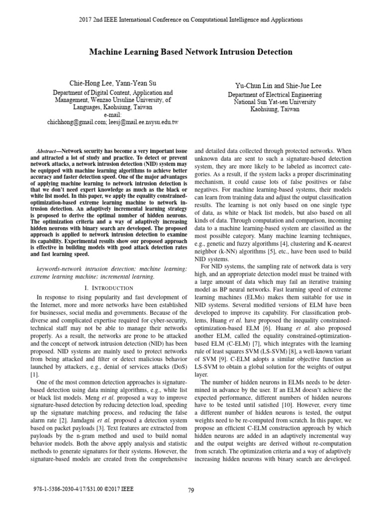 Machine Learning Based Network Intrusion Detection | PDF | Machine Learning | Applied Mathematics