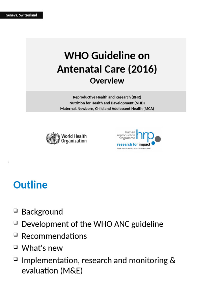 ANC Guideline-Presentation NEW | PDF | Pregnancy | Dietary Supplements