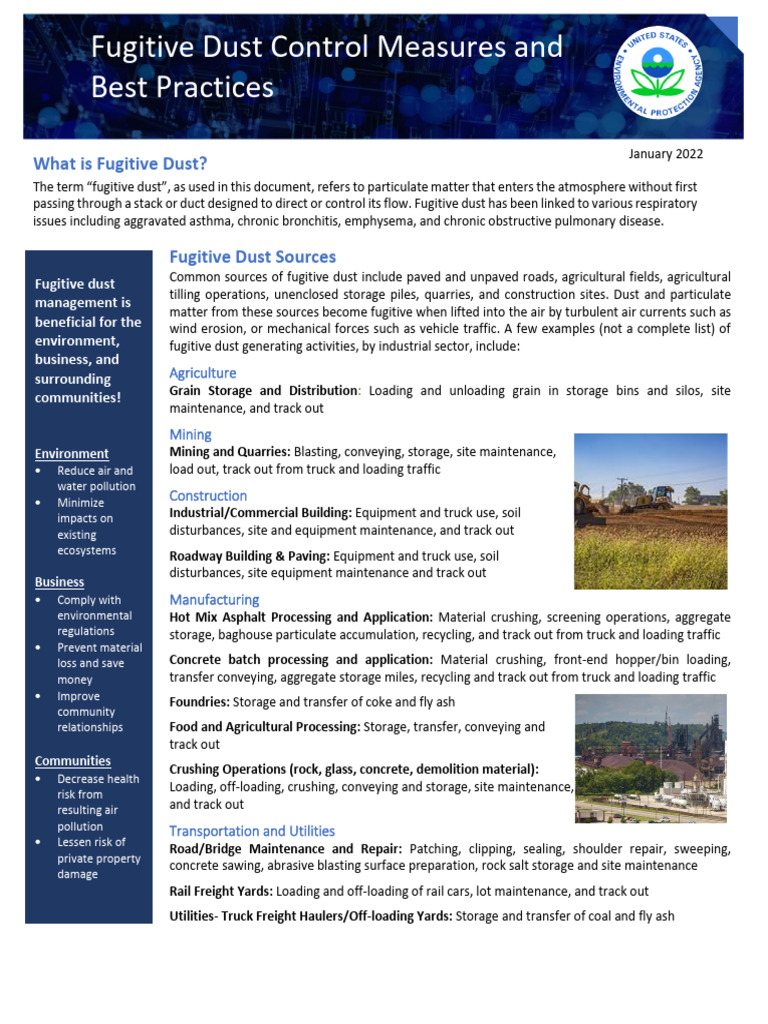 Fugitive Dust Control Measures and Best Practices | PDF | Dust | United ...