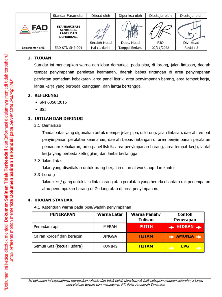 Standar Warna dan Demarkasi K3 | PDF