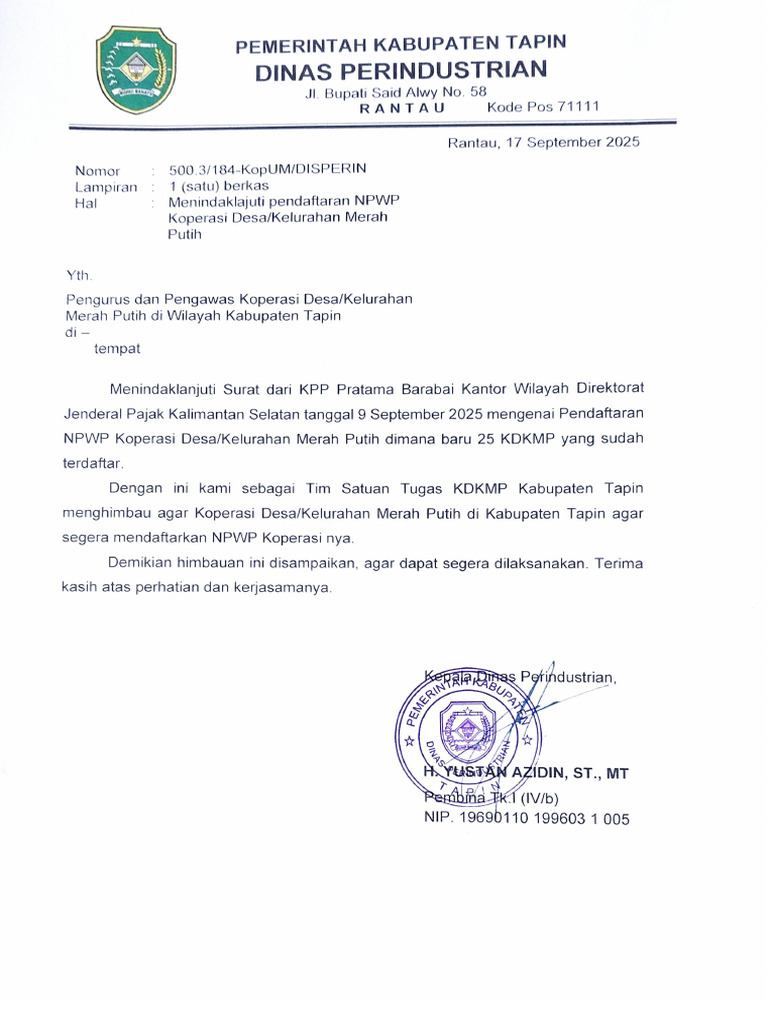 Surat Himbauan NPWP | PDF