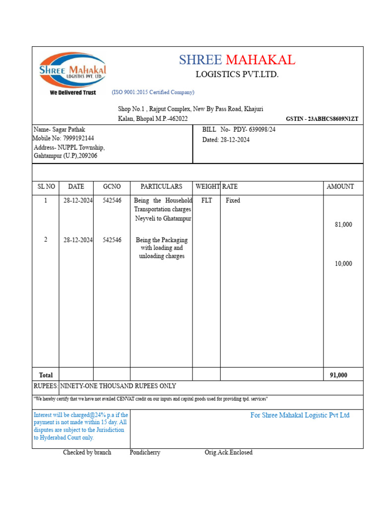 Transportation Bill Final | PDF