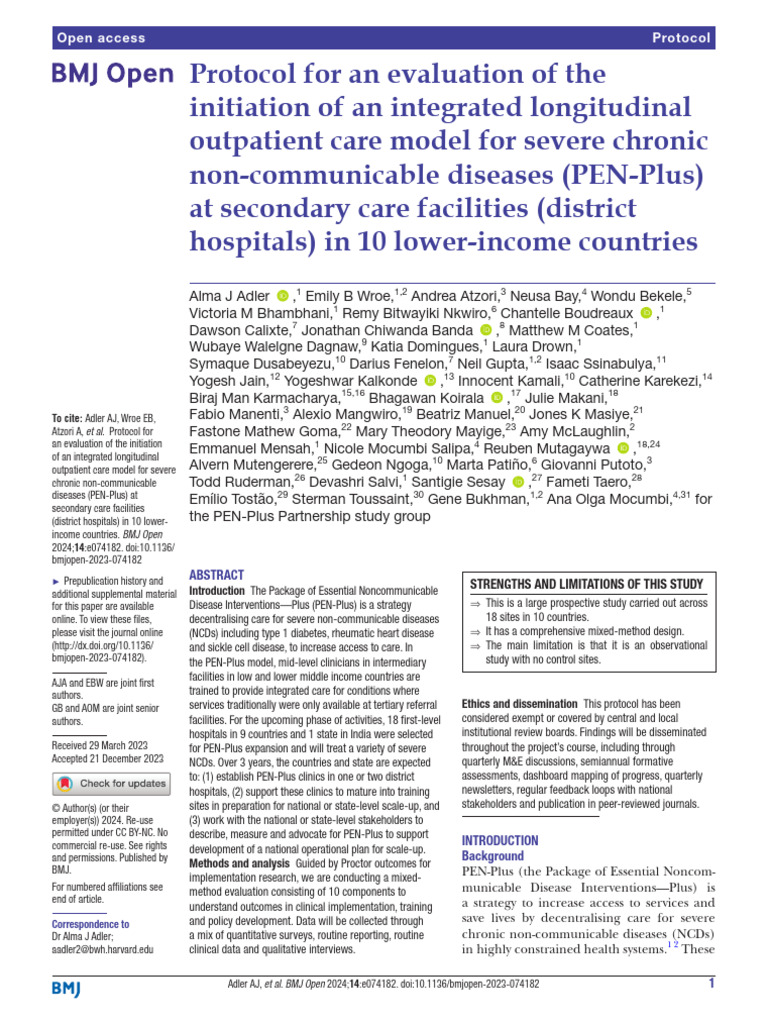 PEN-Plus Model for NCD Care in Low-Income Countries | PDF | Non ...