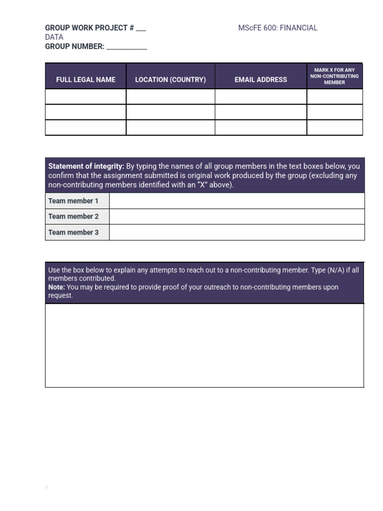 MScFE 600 Group Work Project Template | PDF | Turnitin | Software