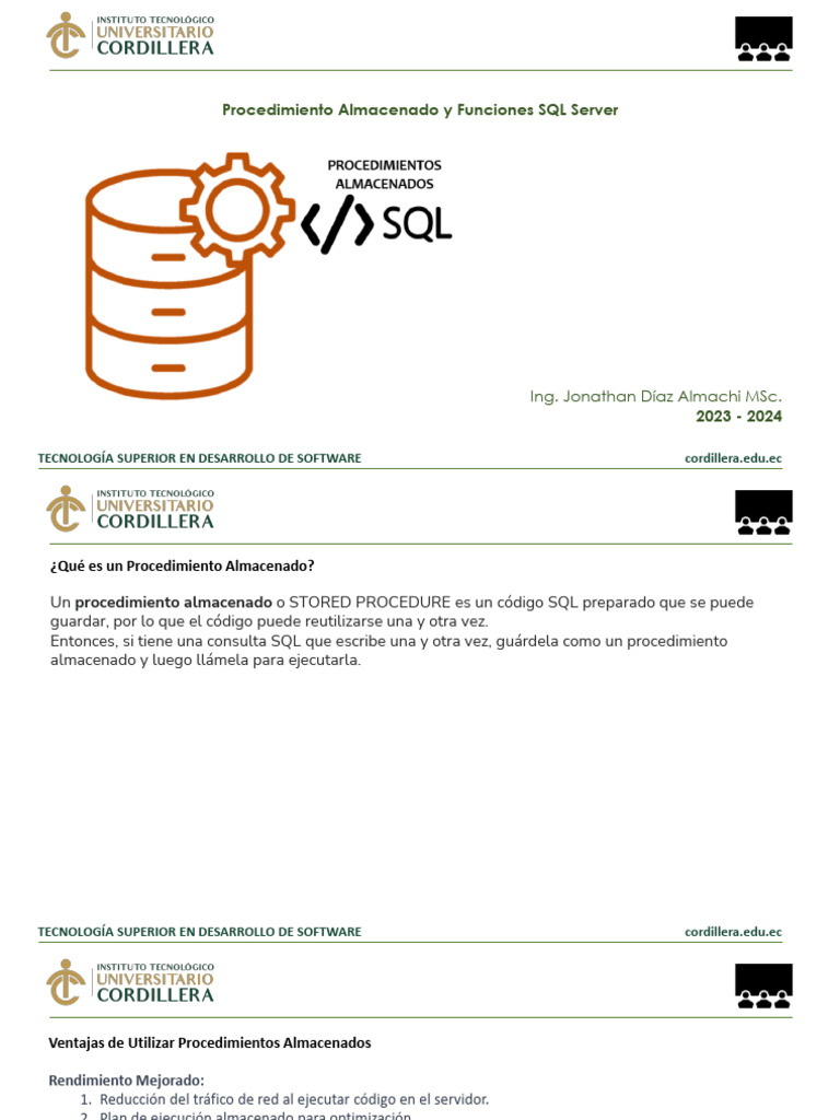 Procedimientos y Funciones en SQL Server | PDF | Servidor SQL de Microsoft | SQL