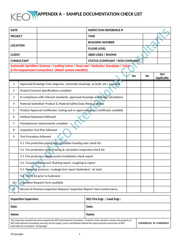 Documentation Check List - Water-Based Suppression and Fire Fighting Systems | PDF | Mechanical ...