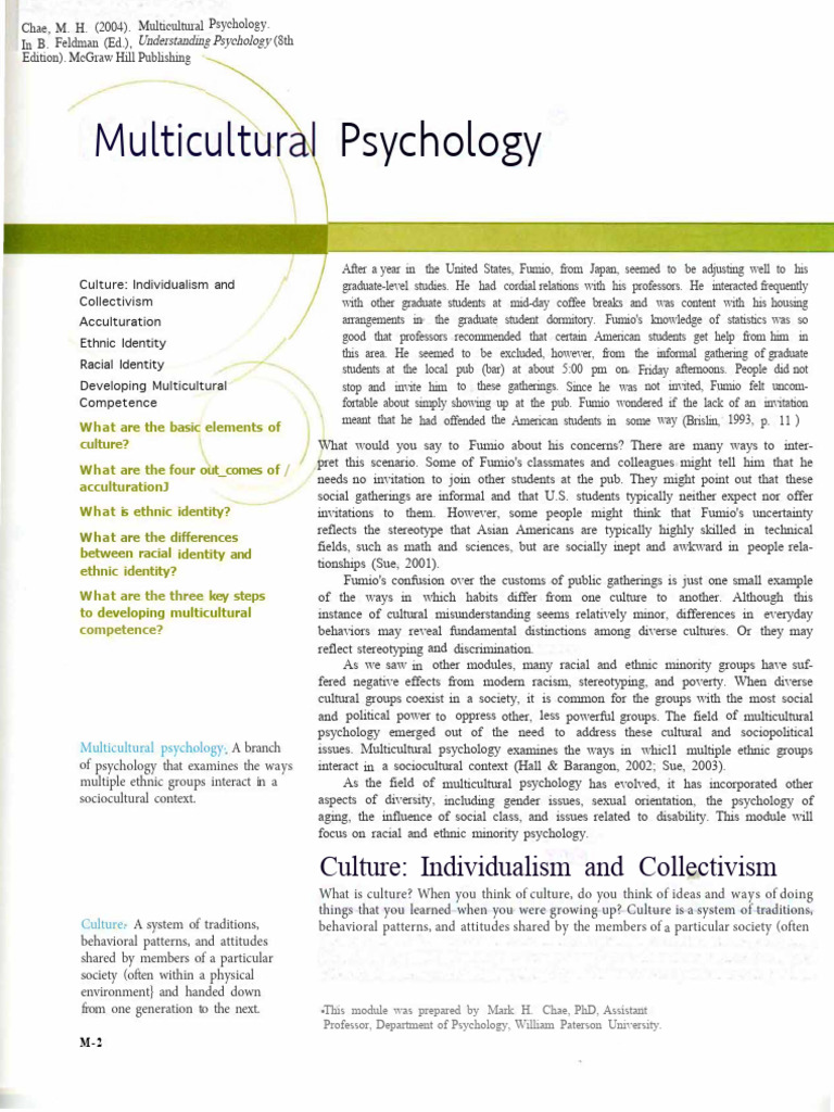 Understanding Multicultural Psychology | PDF | Identity (Social Science ...