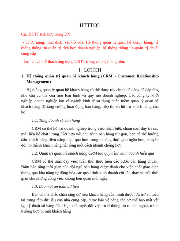 Các HTTTQL Tích H P Trong DN | PDF