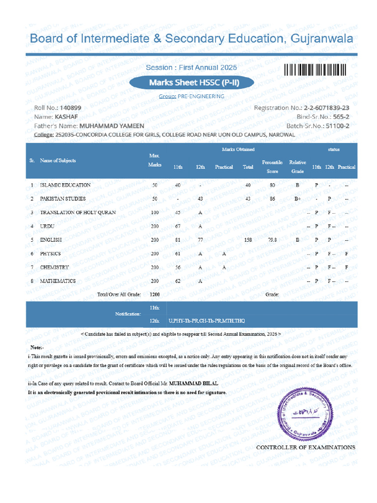 Resultcard Pdf