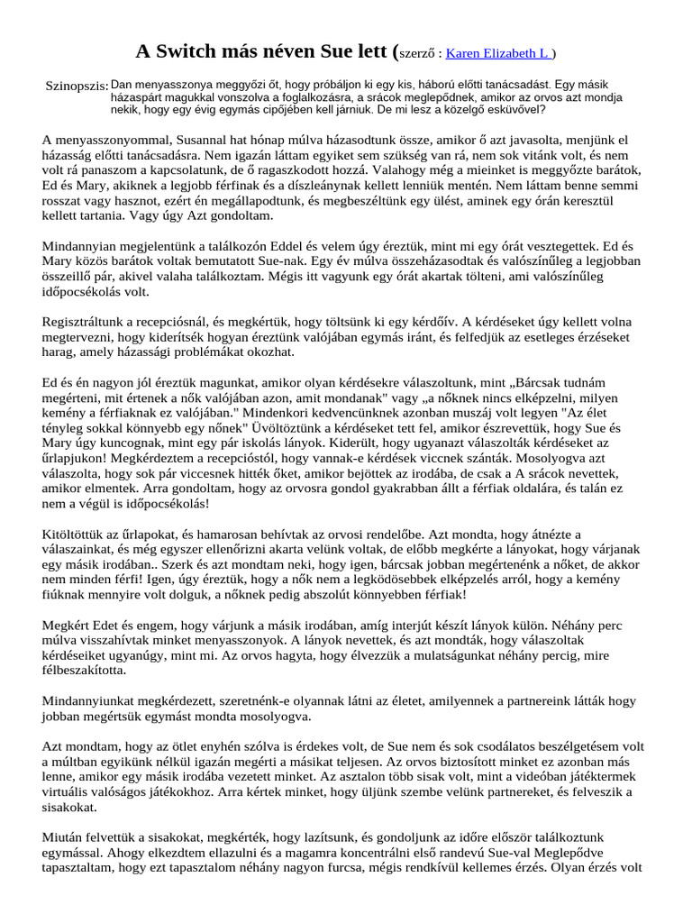 Karen Elizabeth L - A Switch Más Néven Sue Lett | PDF
