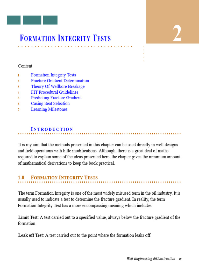 Formation Integrity Tests in Well Engineering | PDF | Casing (Borehole ...
