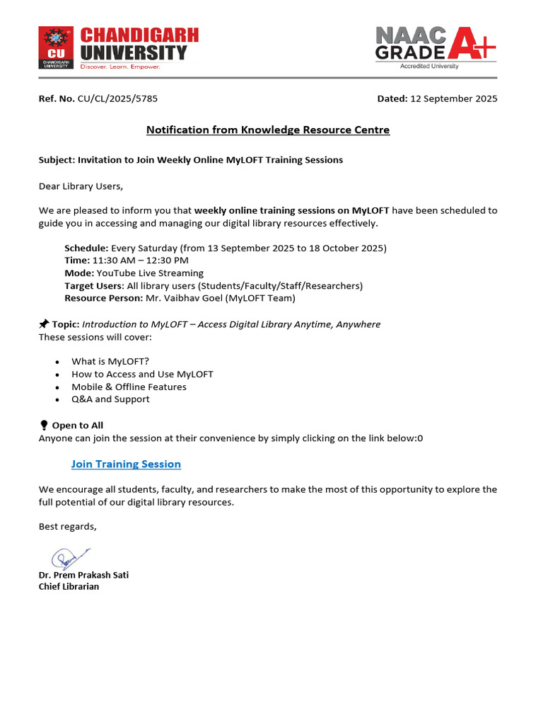 21.office Order - Invitation To Join Weekly Online MyLOFT Training ...