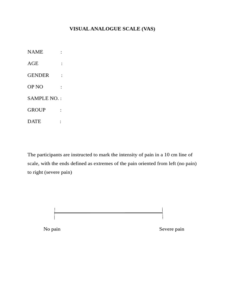 Visual Analogue Scale for Pain Assessment | PDF