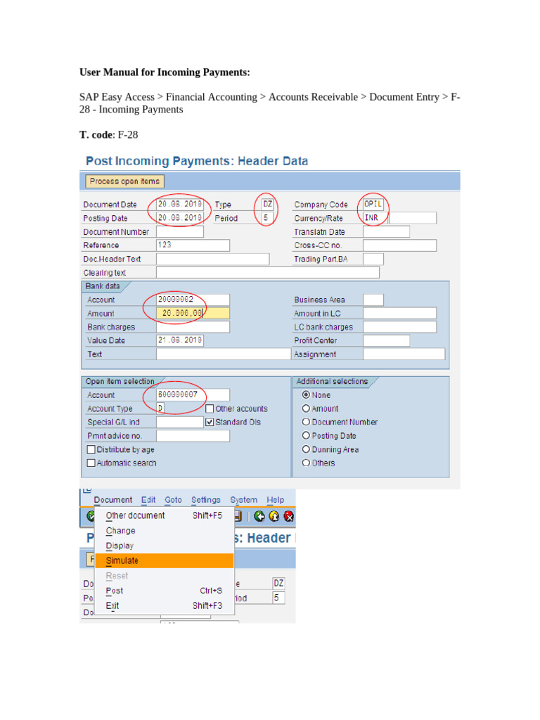 F-28: Incoming Payments User Manual | PDF