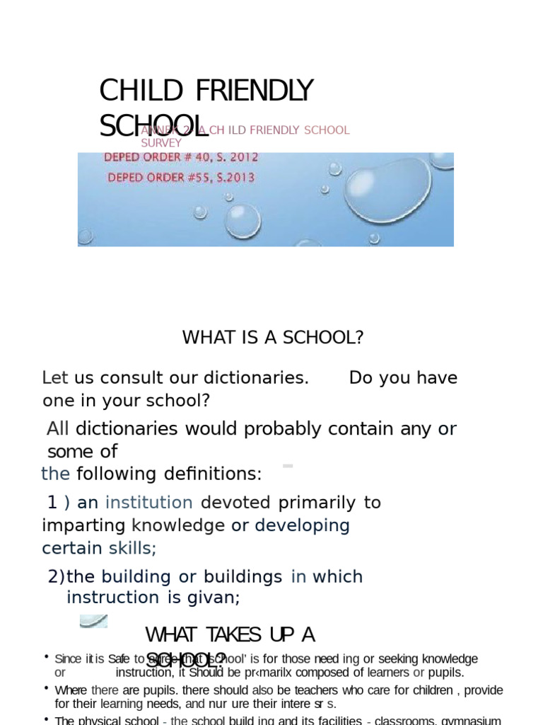 Child-Friendly School Framework | PDF | Learning | Schools