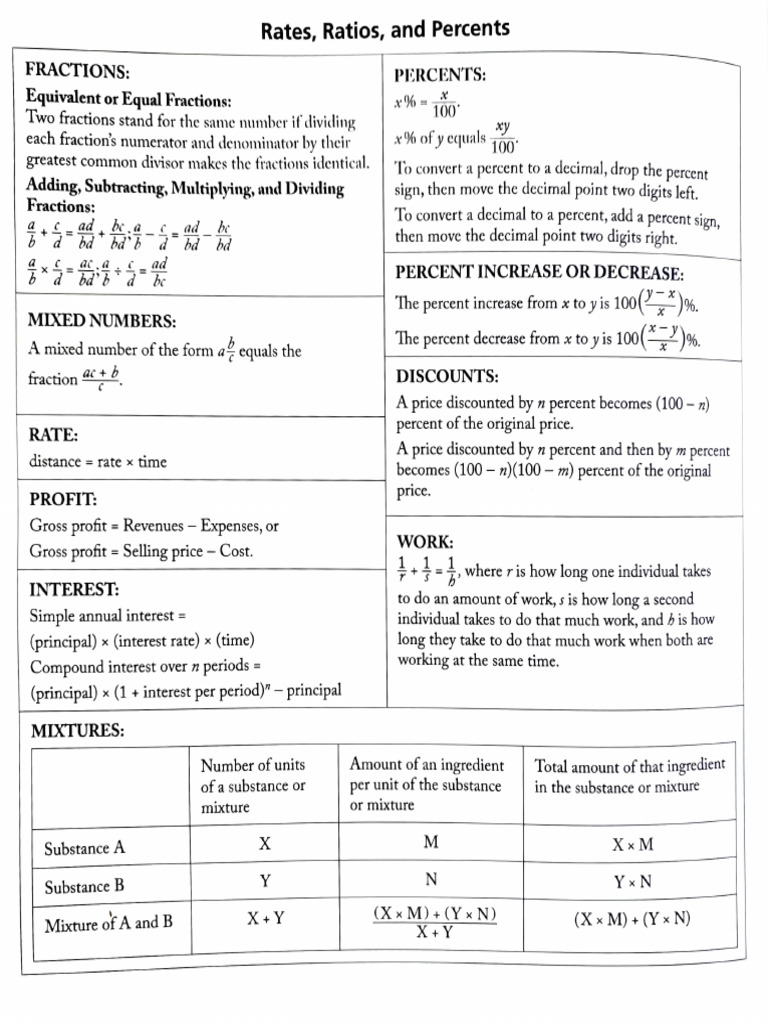 Rates, Ratio and Percents | PDF | Discrete Mathematics | Division ...