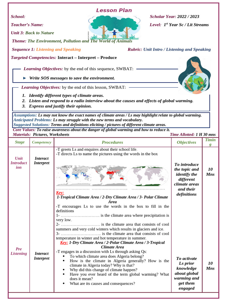Save the Environment: Lesson Plan | PDF | Climate Change | Climate