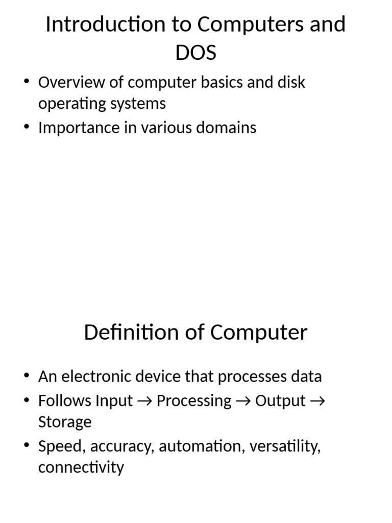 Computer Basics and DOS Overview | PDF