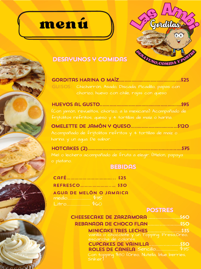 Menú Las Ambigorditas PDF | PDF